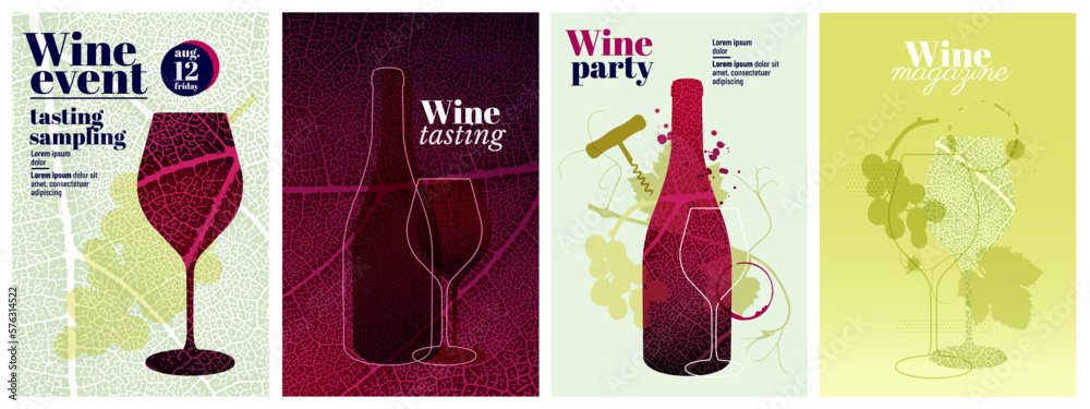 Templates with symbols and elements of wine, for design posters ...