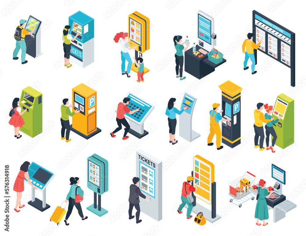 Self Service Machines Set Stock Vector | Adobe Stock