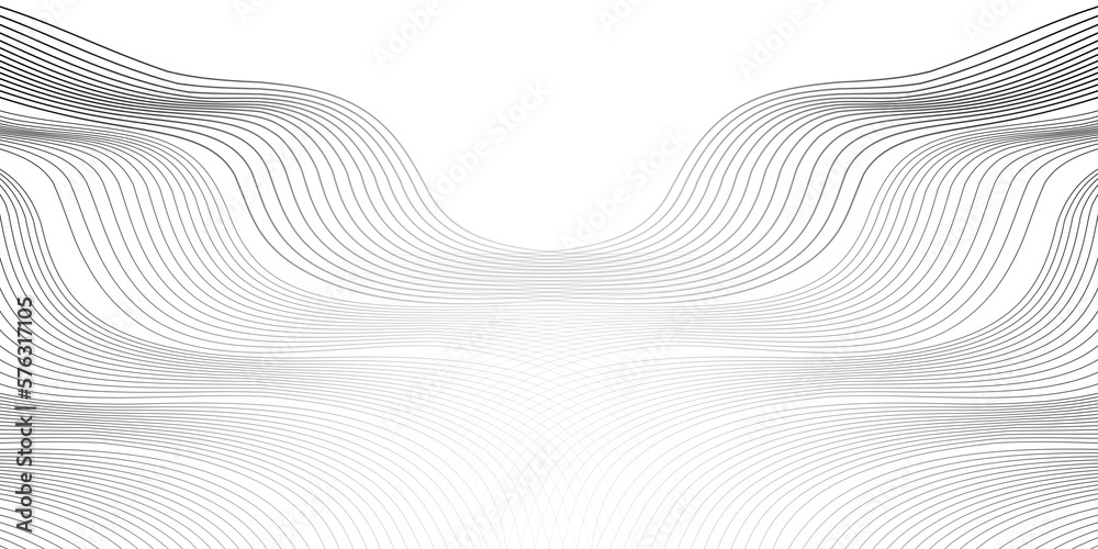 black and white wave abstract background with line art Stock ...