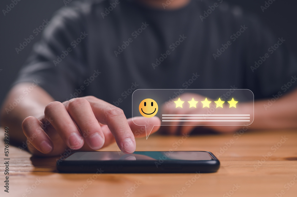 Customer Satisfaction Survey concept, 5-star satisfaction, service ...