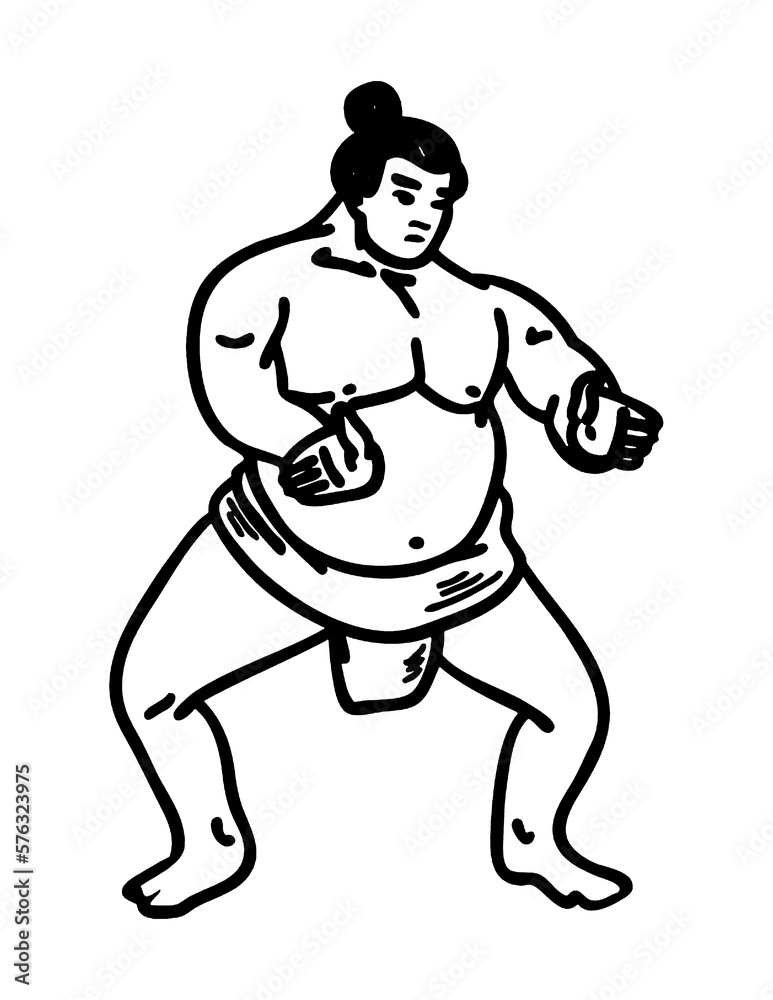 Sumo wrestler in action. Vector illustration of a sumo wrestler. Stock ...