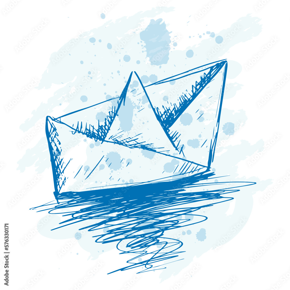 Sketch drawing paper boat illustration Stock Vector | Adobe Stock