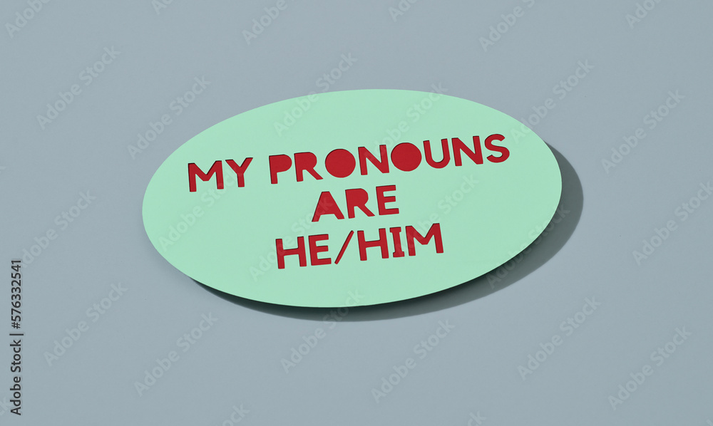 sign with the text my pronouns are he, him Stock Illustration | Adobe Stock