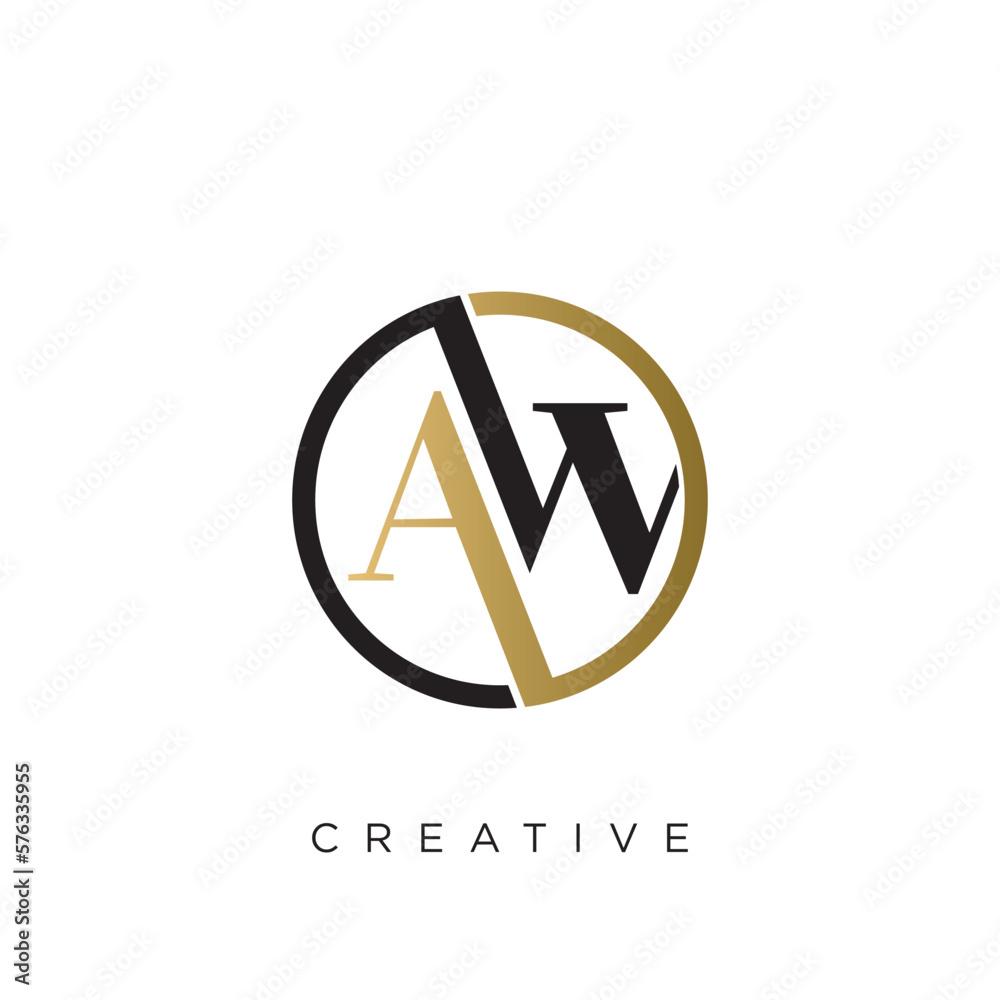 aw logo design vector icon luxury premium Stock Vector | Adobe Stock