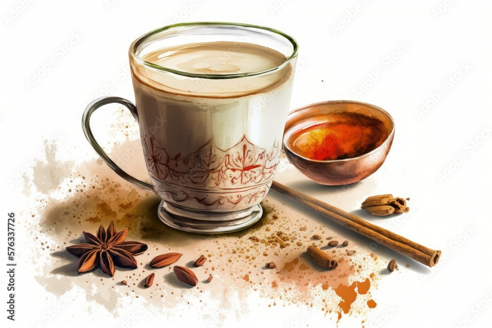 Spiced chai from India, also known as Masala chai. a closeup of a ...