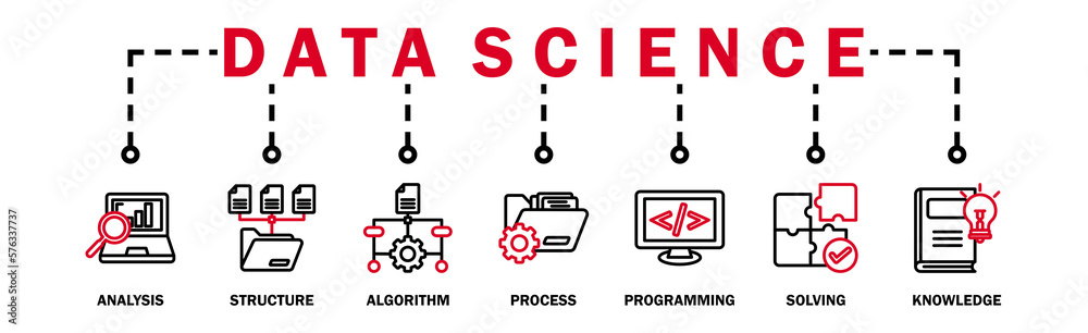 Data science banner web icon vector illustration concept with icon of ...