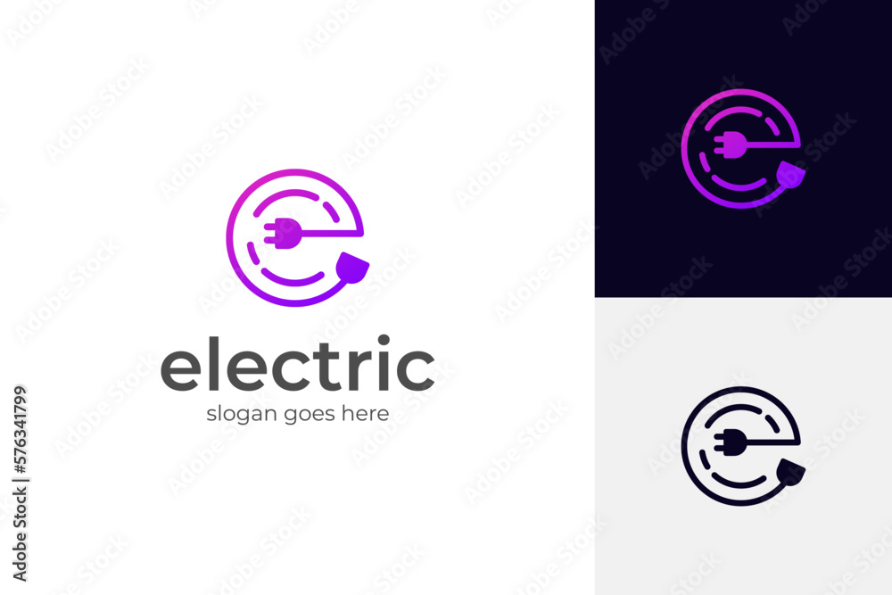 Abstract Letter E Electricity line Logo design, initial Letter E and ...