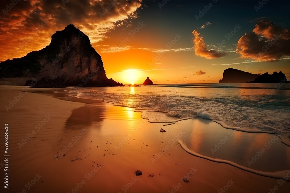 Wallpaper Illustration and background of beautiful landscape of the sea ...