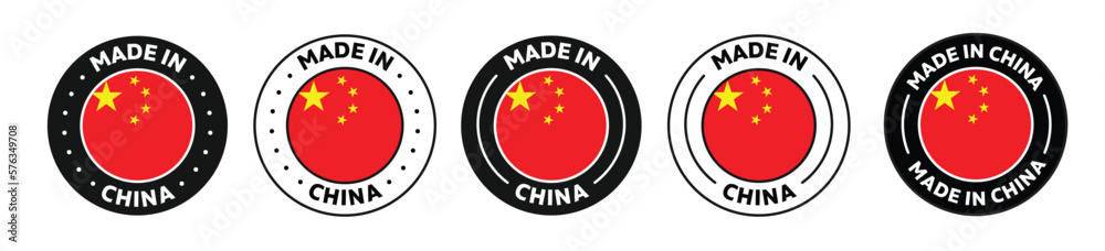 Set of Made in china label icons. Made in china logo symbol. chinese ...