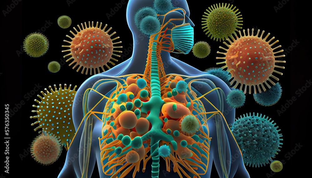 Viruses and microbes in human body created with Generative AI Stock ...