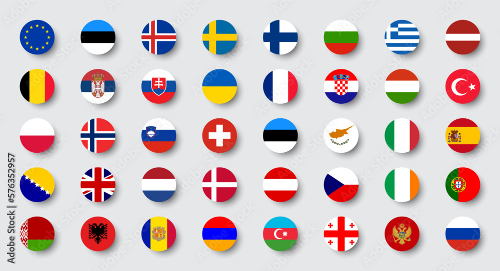 Round flags of Europe countries. Vector illustration. Stock Vector ...