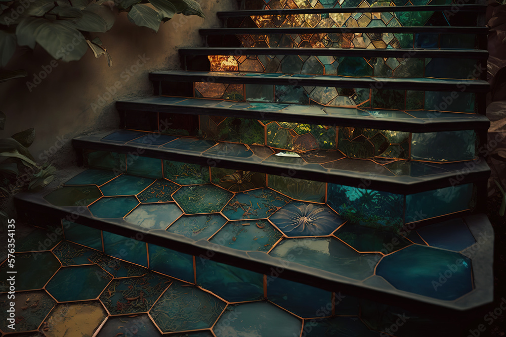 Hexagon Honeycomb Futuristic Fantasy Stair Background Wallpaper ...