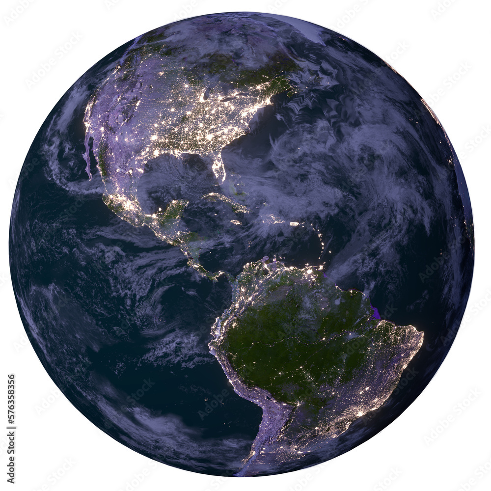 The nightly planet earth as png file transparent with city lights. The ...