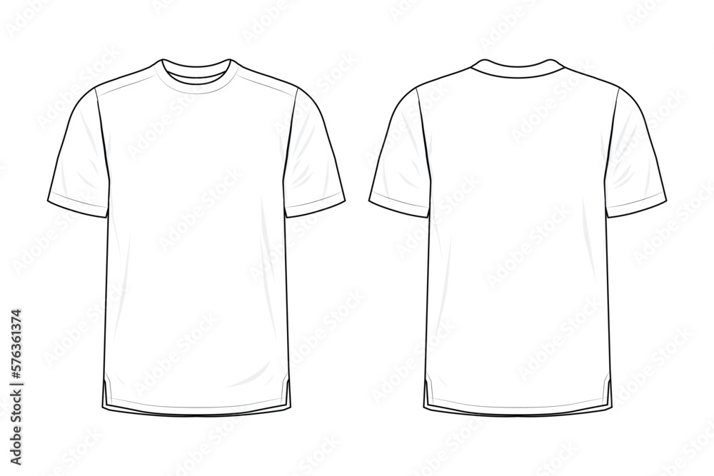 White Round neck t-shirt templates design front and back view vector ...