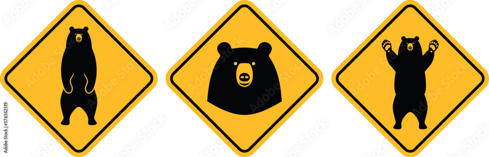 Bear danger sign logo. Isolated bear danger sign on white background ...