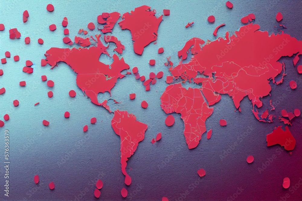 price drop chart in red. Red down arrow drop chart with map of the ...