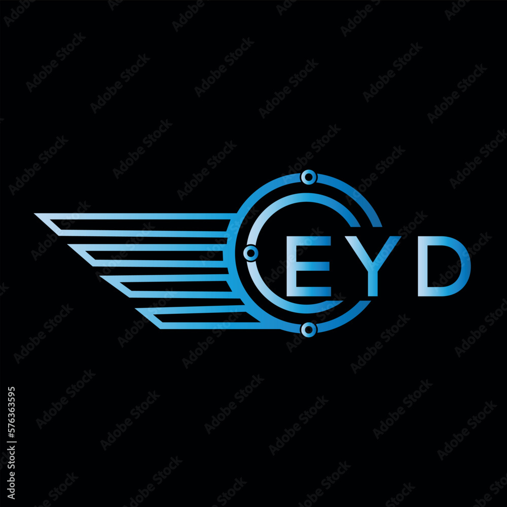 Vetor de EYD logo, letter logo. EYD blue image on black background. EYD ...