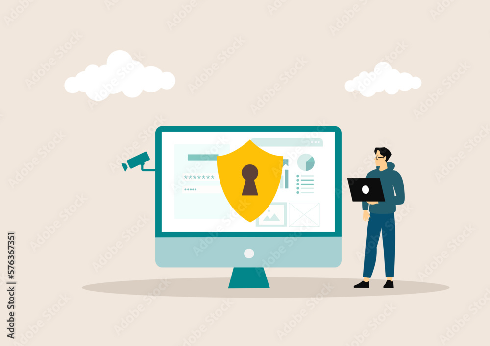 Cyber security software abstract concept vector illustration. Information security software ...