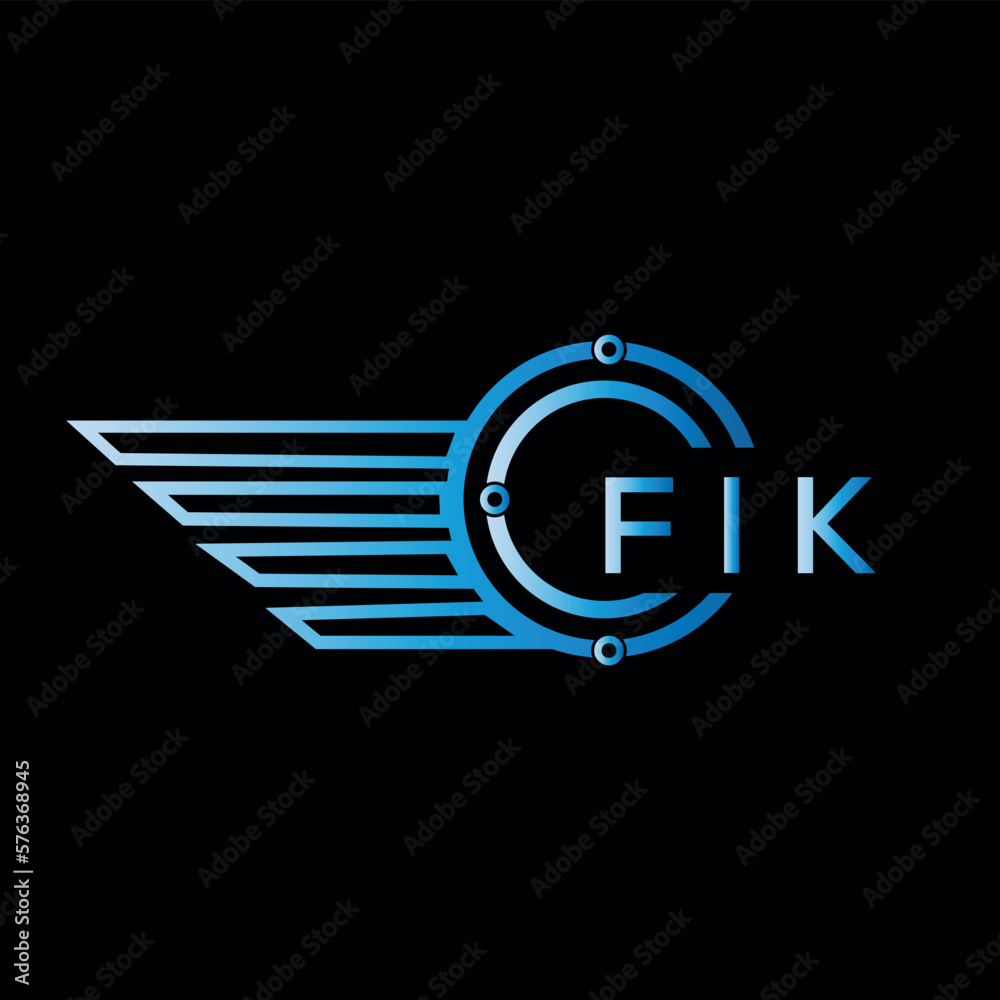 FIK logo, letter logo. FIK blue image on black background. FIK ...