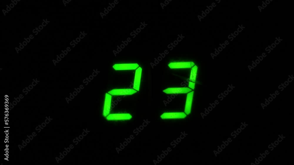 Countdown by green numbers on a black background. Channel change ...