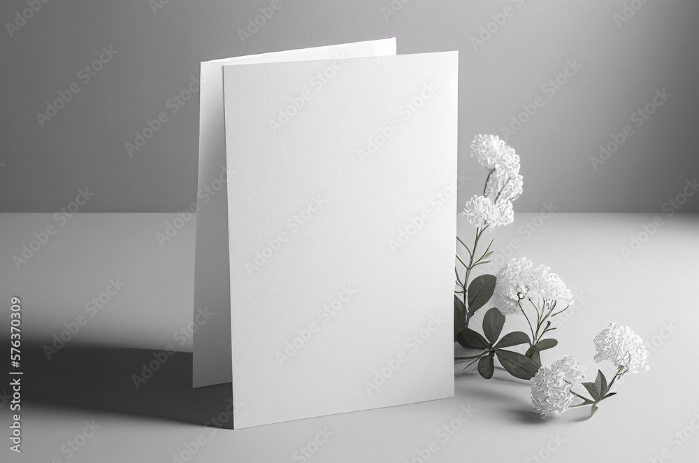 Blank wedding card invitation mock up with natural flower for decorated ...