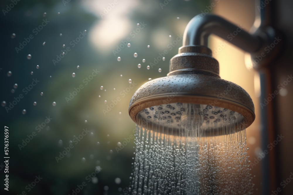 Wasting Water Awareness. Shower with water falling - Water wastage ...