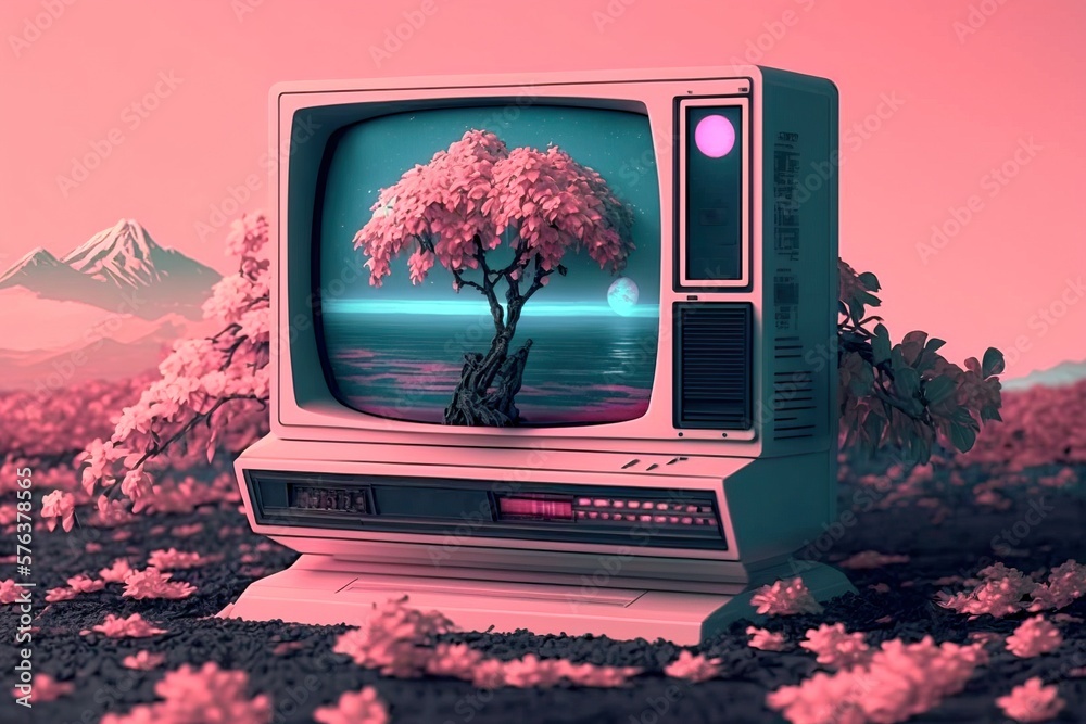 Vaporwave 80s wallpaper. Unusual Combination of Cyberpunk Aesthetics ...