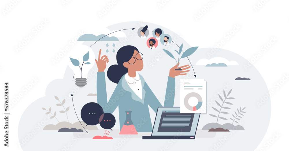Citizen science or public volunteer scientists research tiny person ...