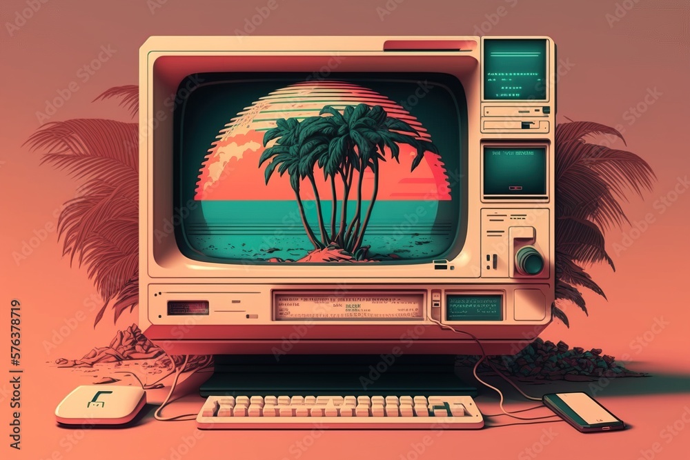 Vaporwave 80s wallpaper. Unusual Combination of Cyberpunk Aesthetics ...