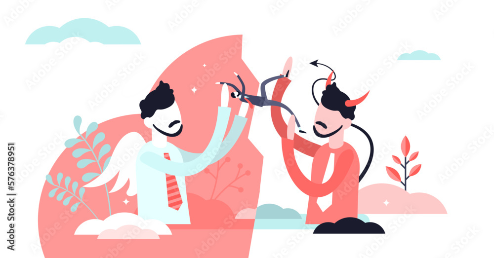 Good and evil illustration, transparent background. Opposite forces in ...