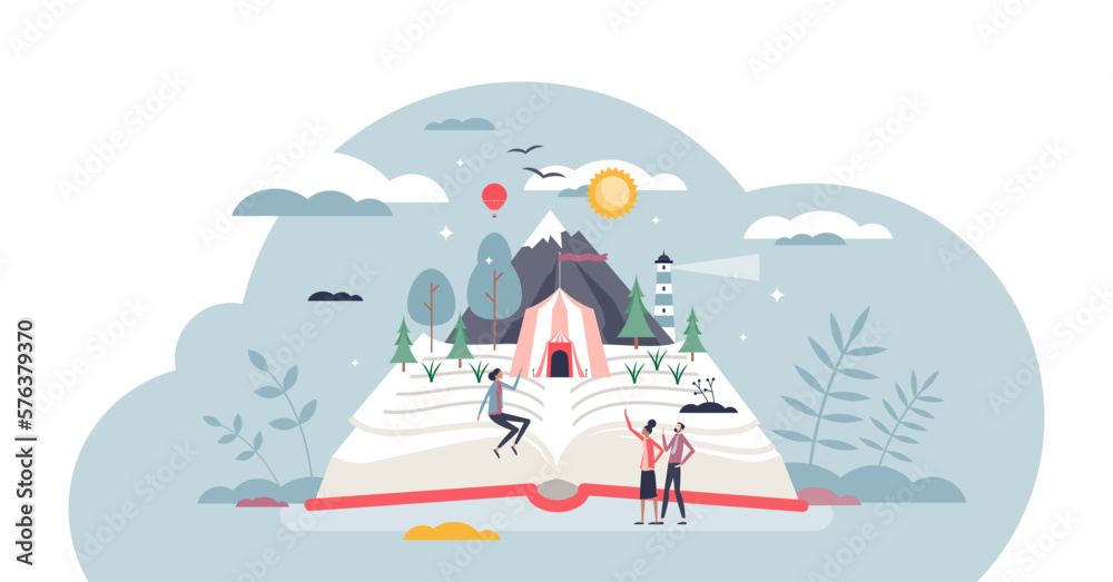 Storytelling process as book reading and presentation to audience tiny ...