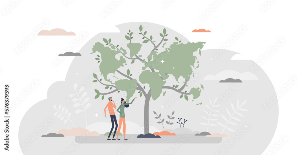 Vektorová grafika „Sustainability tree as ecological green world map ...