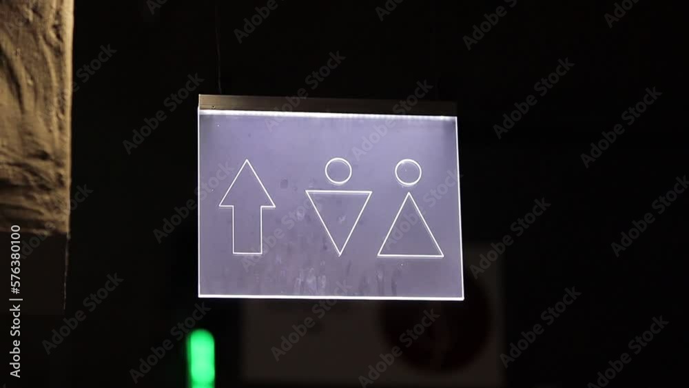 Entrance to toilets. Man and woman section. Toilet sign. Public place ...