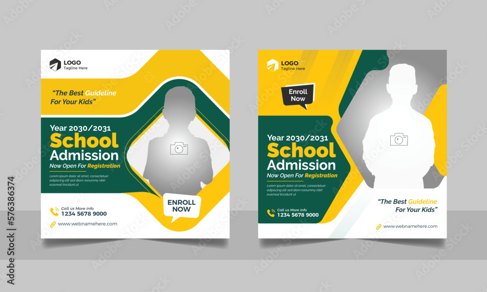 School admission social media post banner, educational social media ...