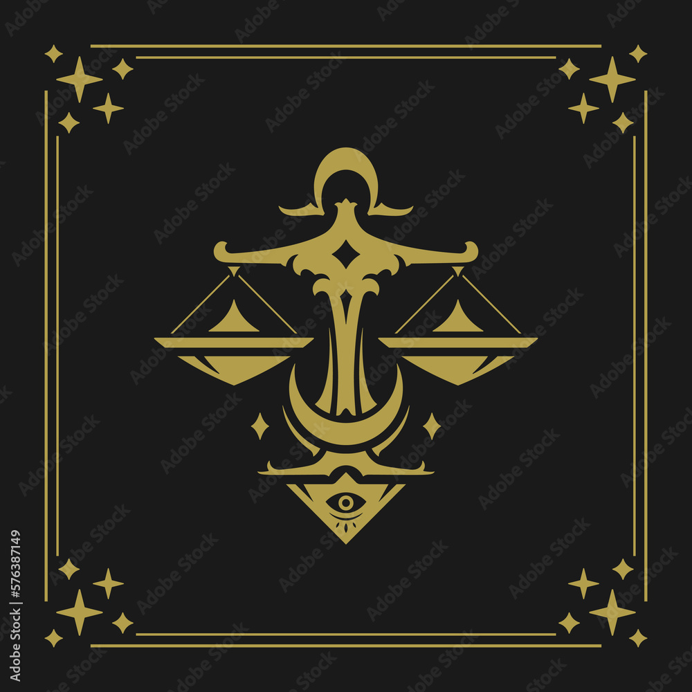 Libra zodiac horoscope sign vintage golden design lunar elegant star ...