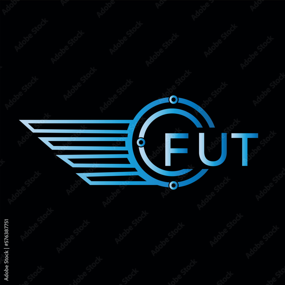 Vetor de FUT logo, letter logo. FUT blue image on black background. FUT ...