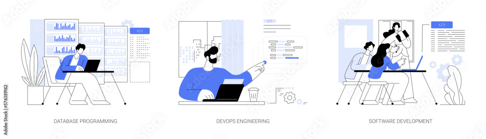 Back end development abstract concept vector illustrations. Stock ...