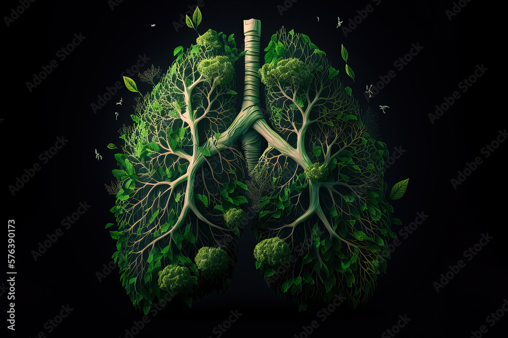 ภาพประกอบสต็อก Nature lungs with leaves inside, abstract illustration ...