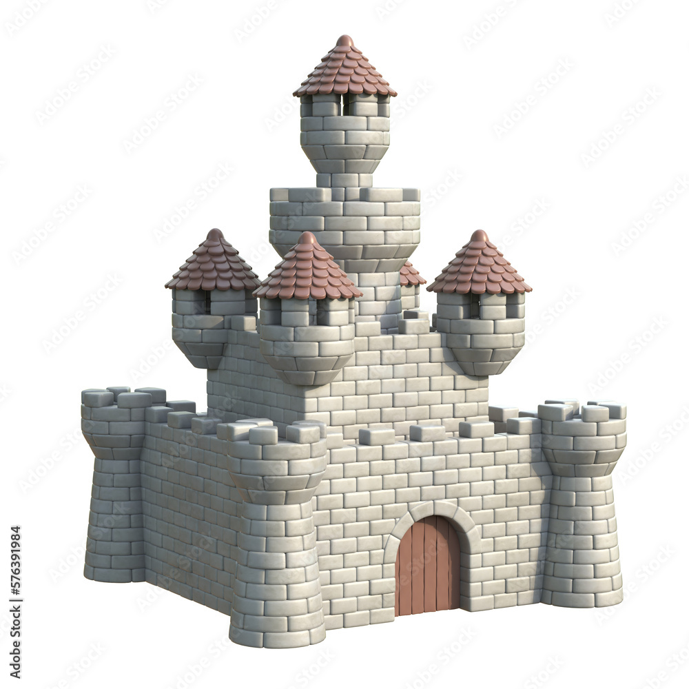 cartoon style castle 3d illustration Stock Illustration | Adobe Stock