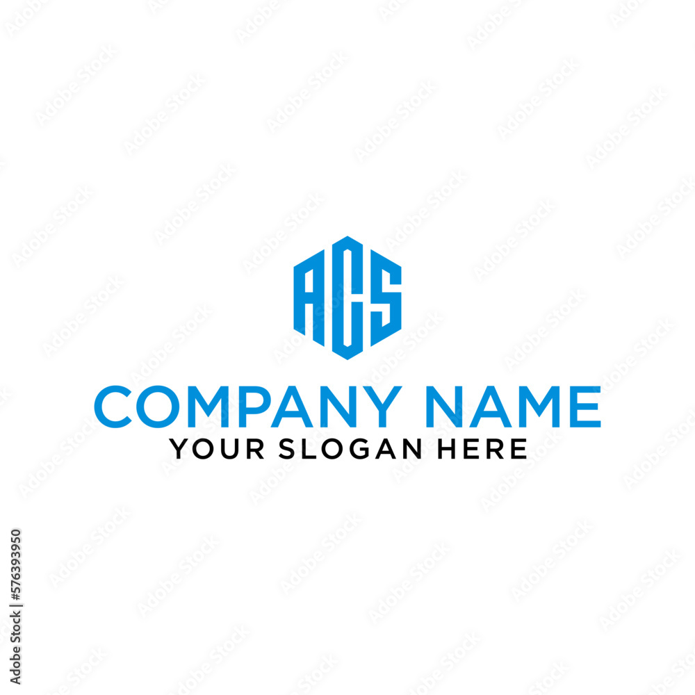 ACS letter logo in the form of hexagons and cube logos with letter ...