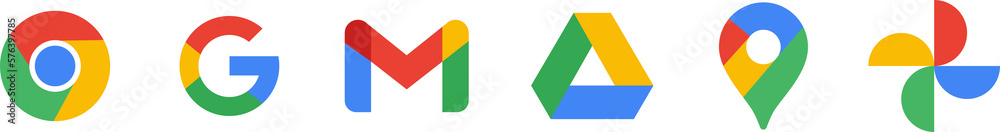 Popular Google icons on transparent background. Vector set of icons for ...