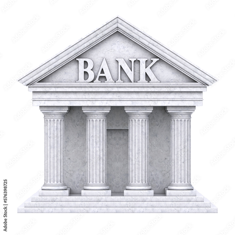 Bank 3d icon on white background 3d rendering Stock Illustration ...