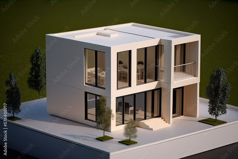 ภาพประกอบสต็อก An architecture model of a residential house on a solid ...
