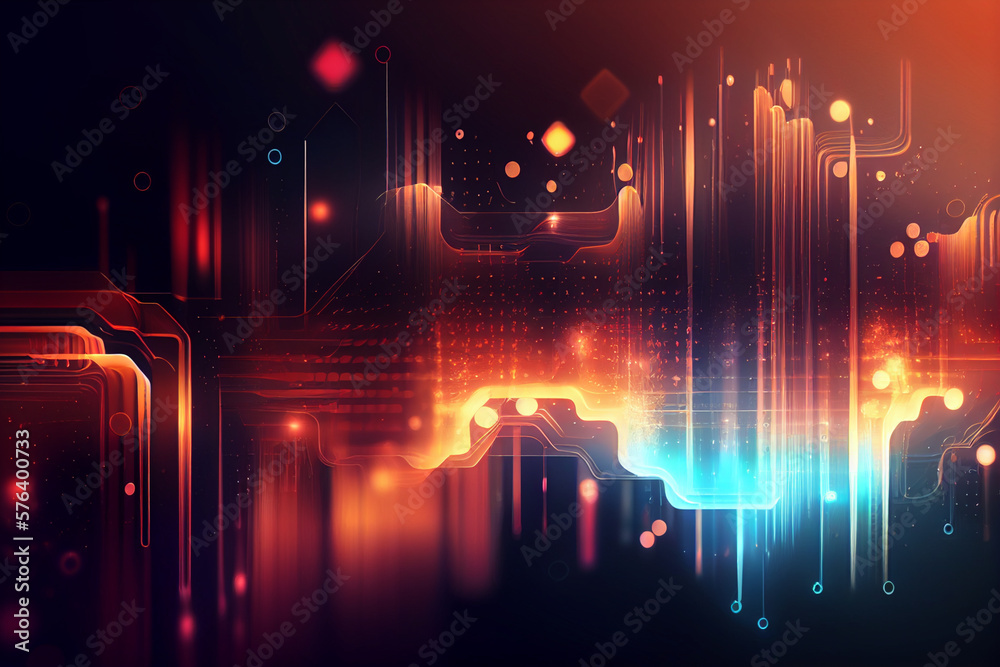 Vibrant and dynamic digital sound waves on abstract patterns with a ...