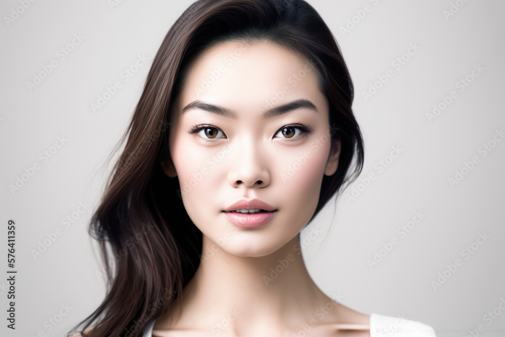 Portrait Of A Young And Beautiful Asian Woman Ai Generated Art Stock