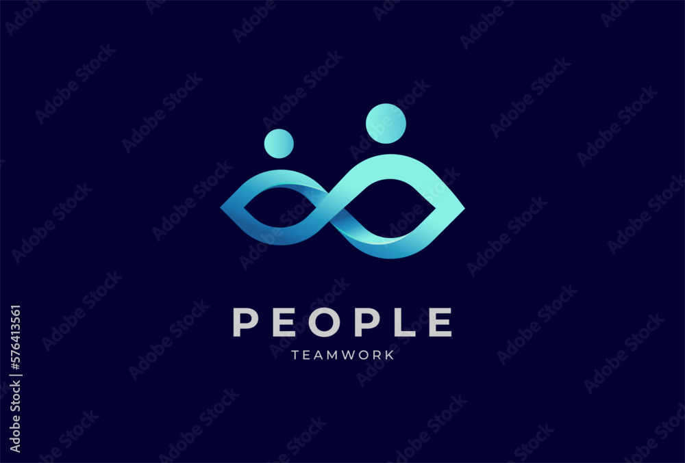 People logo design, human with infinity icon combination, people Logo ...