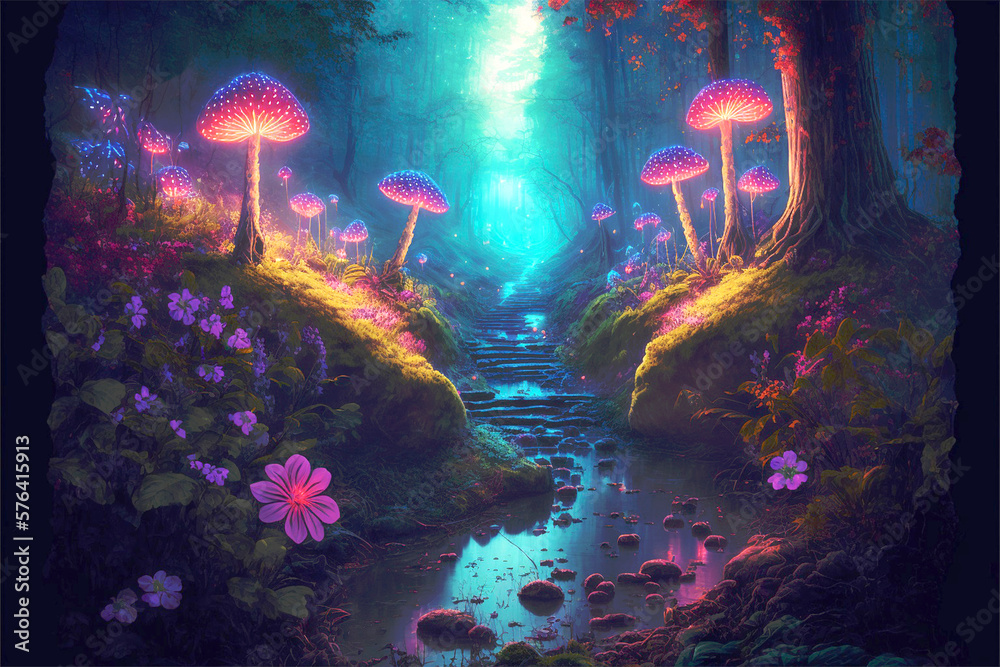Fairy Lands, magical forest, fungus , enchanting forest, fairy tale ...