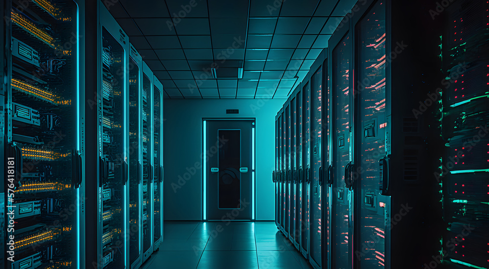 Banner data center With multiple rows operational server and modern ...