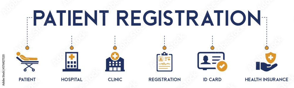 Vecteur Stock Patient registration banner web icon vector illustration ...