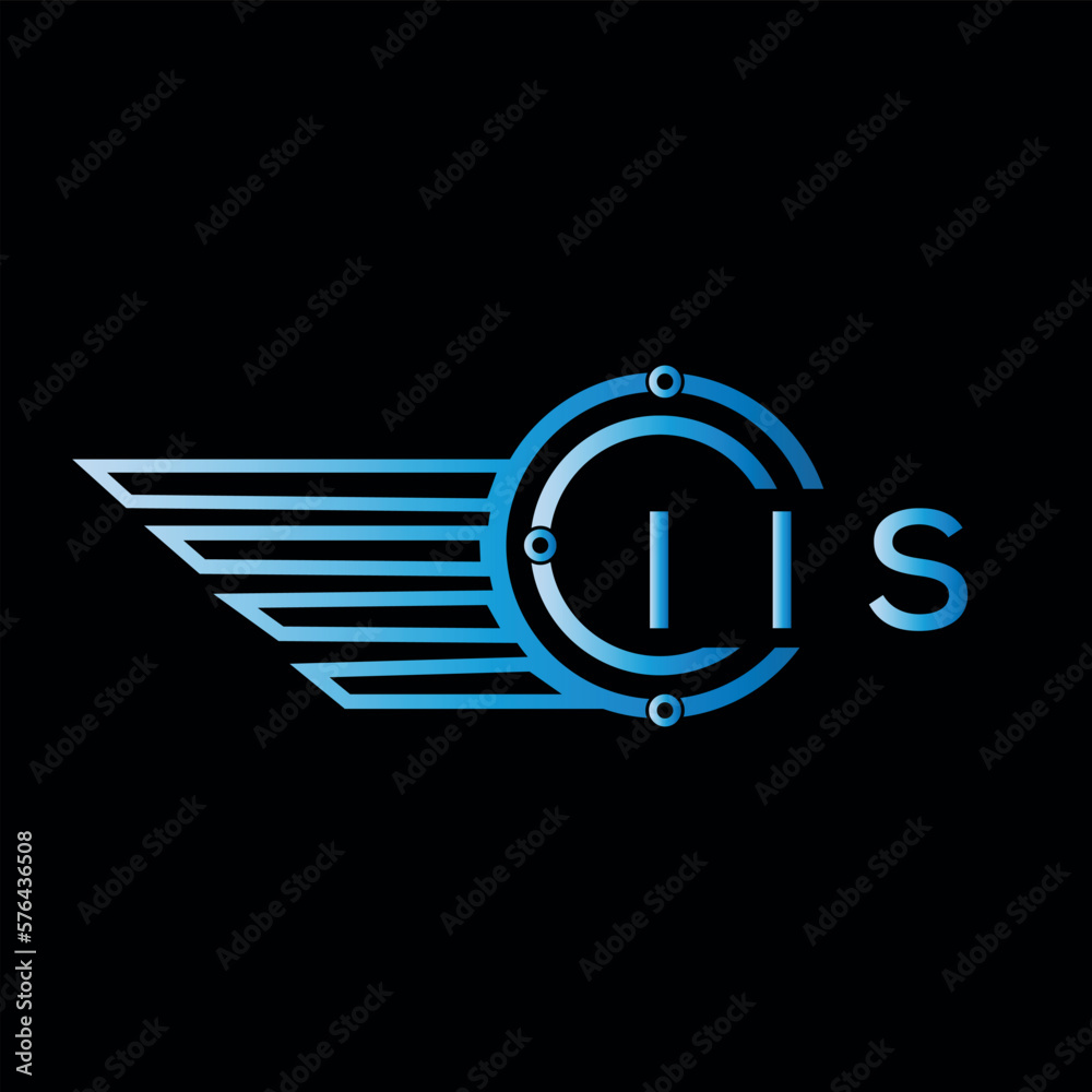 Vecteur Stock IIS letter logo. IIS blue vector image on black ...